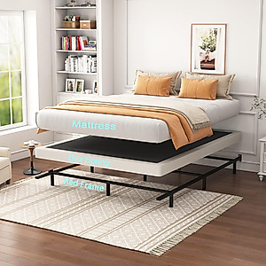 Seiugaga King Box Spring 4 Inch - Heavy Duty Box Spring Mattress Foundation Metal Bed Base with Fabric Cover, Noise Free Easy Assembly Non Slip 3000lbs Max