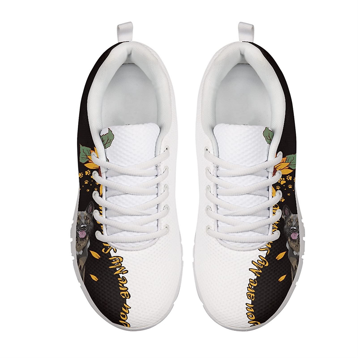 SCRAWLGOD German Shepherd Mesh Sneakers for Womens Ladies You are My Sunshine Print Comfortable Non-Slip Running Shoes Outdoor Sport Walking Shoes