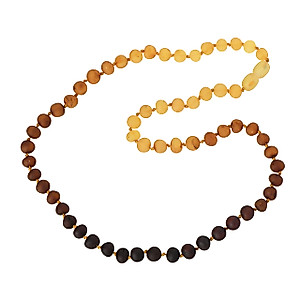 Baltic Amber Necklace - Adult Raw Amber Bead Necklace - Rainbow Pattern Unpolished Amber Beads - Multiple Lengths, Baltic-Amber, baltic-amber