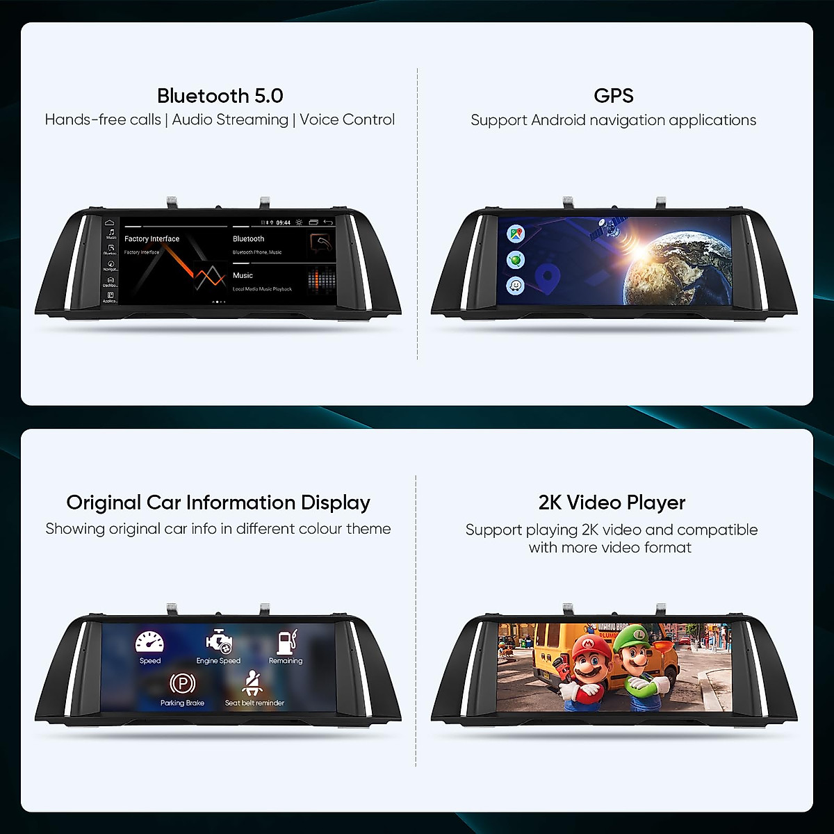 for BMW 5 Series F10 F11 (2013-2016) NBT Upgrade Radio Stereo Car Radio Qualcomm 665 (4GB + 64GB) Built-in 4G LTE GPS Navigation Wireless Apple CarPlay Android Auto10.25 inch Touch Screen 1920 x 720