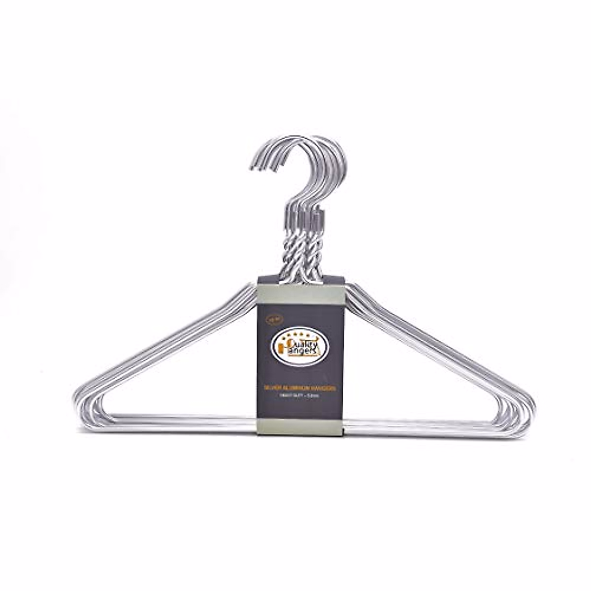 Quality Hangers Silver Aluminum Metal Coat Hangers Heavy Duty Suit Hangers 10 Pack (Adult Size Coat Hanger)