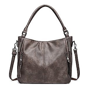 KKP Hobo Shoulder Bags for Women Large PU leather Purse Shopper Tote Purse Handbag-Khaki