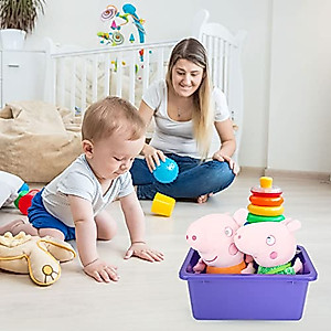 DAJAVE 6 Pack Small Multi-Purpose Plastic Storage Bins, Stackable Cubby Bin Storage Bins Storage Cubbies for Classroom Home Nursery Toys Organizers