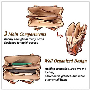 Ronts Banuce Fashion Vintage Leather Convertible Backpack Purse for Women Small Shoulder Bag for 9.7 Inch iPad School Daypack Brown