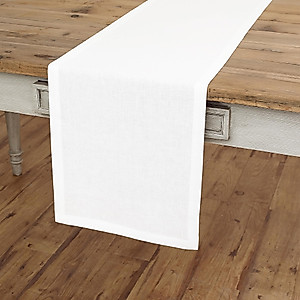 Solino Home White Linen Table Runner 60 inches Long – 100% Pure Linen 14 x 60 Inch Table Runner – Dresser Living Room Farmhouse Table Runner for Spring, Summer, Indoor, Outdoor – Fete