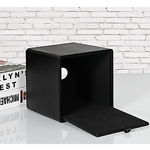 GOLRANLYE Tissue Box Cover Square 2 Pack PU Leather Facial Tissue Box Holder for Dresser Bathroom Decor (Black)