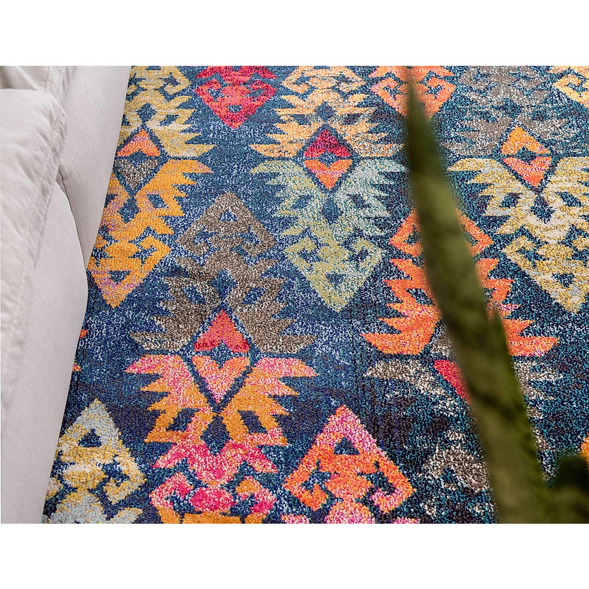 Unique Loom Sedona Collection Southwestern, Over-Dyed, Modern, Pattern, Tribal, Abstract Area Rug, 4' 0" x 6' 0", Navy Blue/Gray