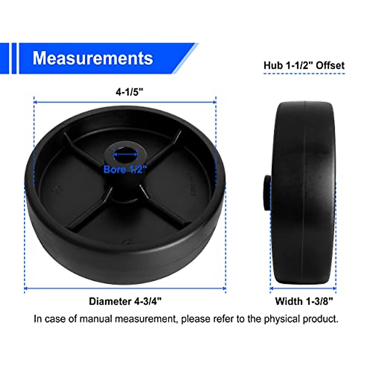 734-0973 Deck Wheel for Cub Cad et Riding Mower, 2 Pack 112-0337 Rear Deck Roller Wheels for Cad XT1-LT46 LT1042 LT1045 Craftsman T240 Lawn Tractor, MTD 42" 46" Deck Lawn Mower