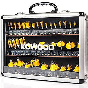 KOWOOD Router Bits Set of 40 Pieces, 1/4 Inch Shank, 40A Expert Router Bit Kit.