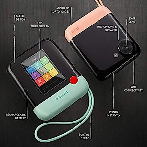 Polaroid Pop Wireless Portable Instant 3x4 Photo Printer & Digital 20MP Camera with Touchscreen Display (Black) Built-in Wi-Fi, 1080p HD Video