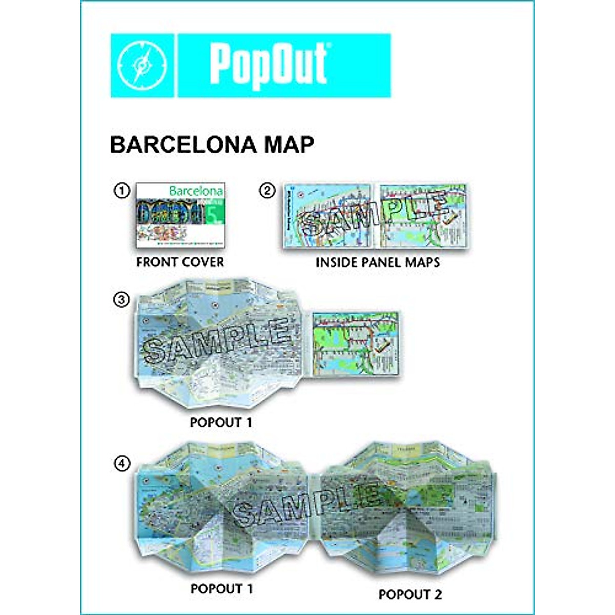 Barcelona PopOut Map (PopOut Maps)