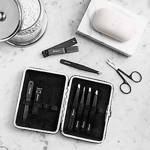 Nylea Professional Tweezers Set and Nail Clippers for Men and Women [Perfect Alignment/Grip] Best Precision Stainless Steel Kit for Ingrown Hair Eyebrows Facial Hair Splinter and Eyelashes