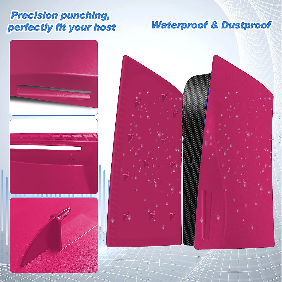 for PS5 Plate with Black Middle Skin, Cover Shell Faceplate for PS5 Disc Edition, Hard Shockproof Dustproof Matte Cover Replacement Side Plate Shell for Playstation 5 Console(Cosmic Red)