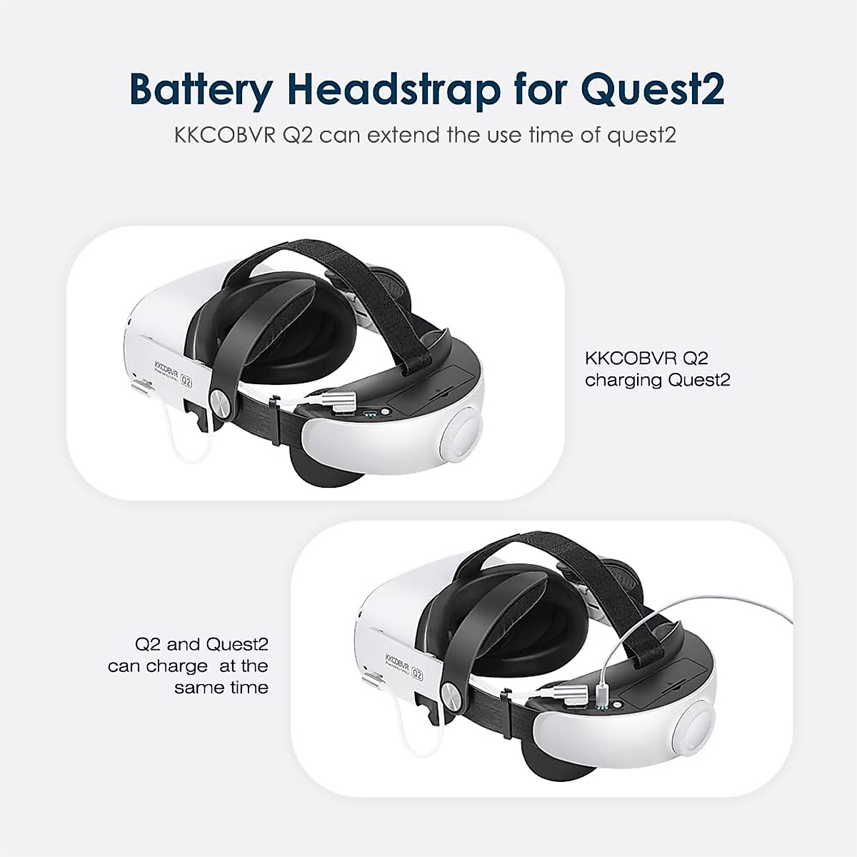 KKCOBVR Q2 Elite Head Strap with 6800 Mh Battery Pack Compatible with Meta/Quest 2, Reduce Pressure Enhanced Support and Comfort in Quest2, Extend 3.5-4H Using Time