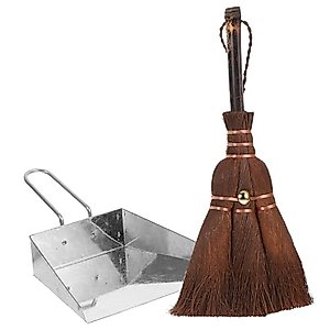 PLAFOPE 1 Set Pet Broom Dustpan Home Accessory Convenient Mini Dustpan Pet Cage Broom Mini Broom with Dustpan Litter Scooper and Duster Desktop Cleaning Brush Desk Cleaning Broom Wood