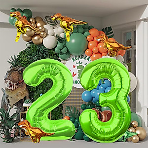 LEBERY Dinosaur Number 3 Ballloon, 40 Inch Green Number 3 Balloon, Mini Dino Foil Balloons Baby Dinosaur Balloons for Kid Dino Theme Jungle 3rd Birthday Baby Shower Party Decorations