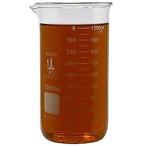 1000ml Beaker, Tall Form, 3.3 Borosilicate Glass, Double Scale, Graduated, Karter Scientific 213F15 (Single)