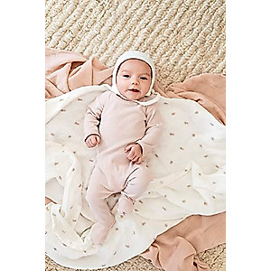 Ely's & Co. Muslin Swaddle Blanket 2-Pack — 100% Cotton Muslin Extra-Large Swaddle Blankets (47” x 47”) Solid + Printed (Pink Garden Flower)