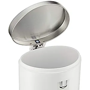 simplehuman 6 Liter / 1.6 Gallon Semi-Round Bathroom Step Trash Can, White Steel