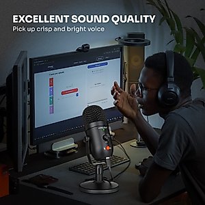 Podcast Microphone for Phone/Pad/PS4,Condenser Recording USB Microphone for Computer,Metal PC Microphone for Gaming,ASMR,YouTube,Streaming Mic Kit with Noise Cancelling for Laptop MAC or Windows