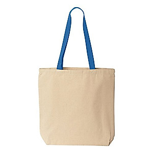 shop4ever Canada Leaf Cotton Canvas Tote Canadian Flag Reusable Shopping Bag 10 oz Natural - R Blue 1 Pack Colored Handle