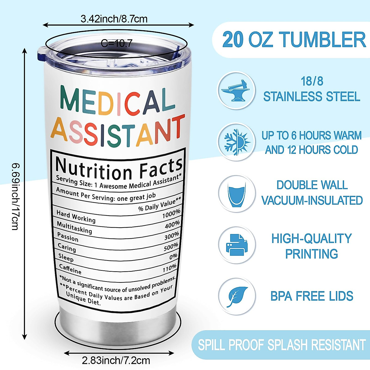 Medical Assistant Gifts, MA Week Gifts, Medical Assistant Students Gift, Best Medical Assistant Stainless Steel tumbler 20oz, Birthday Christmas Gifts for Women Men