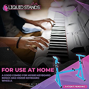 Liquid Stands Piano Keyboard Stand - Z Style Adjustable and Portable Heavy Duty Music Stand for Kids and Adults -Fits 54-88 Key Electric Pianos - Sturdy Musical Keyboard Stand (Light Blue)
