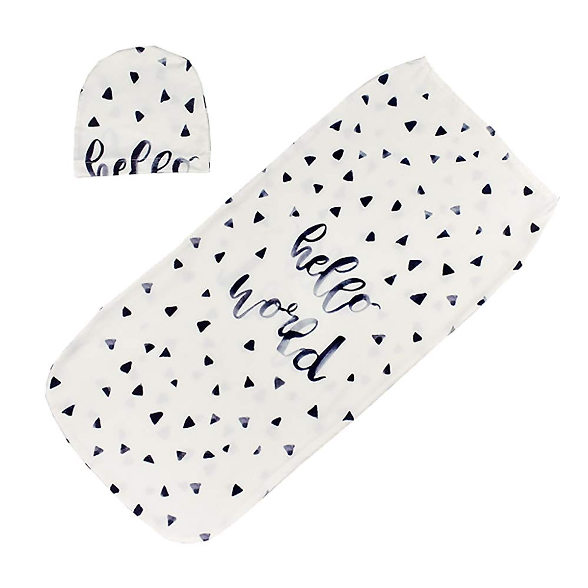 Newborn Baby Blanket Swaddle Headband Hat Baby Stroller Wrap Sleeping Bag Photography Props (White with Hat)