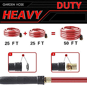 Solution4Patio Homes Garden Hose No Kink 5/8 in. x 25 ft. Red Water Hose, No Leaking, Heavy Duty, Brass Fittings 12 Years Warranty, No DOP, Environmental-Friendly