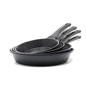 Concord 4 Pc Marble Coated Nonstick Cast Aluminum Fry Pan Skillet Set 4 Sizes. Induction Compatible. Made in Korea