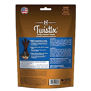 Twistix 5.5-Ounce Dental Chew Treat, Peanut And Carob Flavor, Large