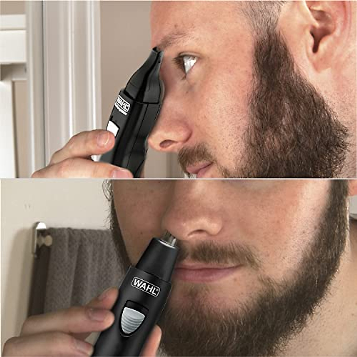 Wahl Groomsman Rechargeable Personal Pen Trimmer & Detailer for Hygienic Grooming with Rinsable, Interchangeable Heads for Eyebrows, Neckline, Nose, Ears, & Other Detailing - Model 3023284
