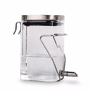 Hamster Water Bottle, Small Animal Glass Waterer, Stainless Steel Nozzle No-Drip Drinker Waterer for Sugar Glider, Rat and Birds (10.1oz)