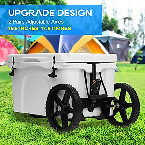 FERUERW Upgraded Cooler Wheel Kit, Universal Cooler Cart Kit for Heavy-Duty Coolers,15.5 in to 17.5 in Wide Coolers, All Terrain 12 Inch Wheels&Ratchet Straps, Roller Accessories for Camping & Beach