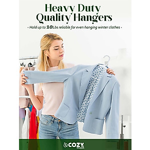 Cozymood Plastic Notched Hangers 20 Pack, Space Saving Tubular Clothes Hangers White, Slim Non-Slip Heavy Duty Plastic Hangers for Everyday Use, Standard Closet Hanger for Shirts, Coats, Dress, Skirts