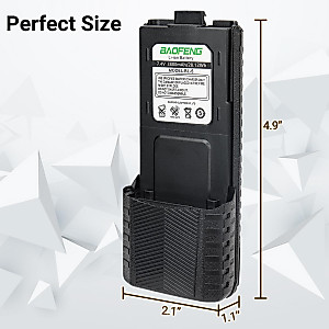BAOFENG BL-5 3800mAh Extended Battery Walkie Talkie UV-5R BF-8HP UV-5RX3 RD-5R UV-5RTP UV-5R MK2 MK3X MK5 Plus Series Two Way Radios (UV-5R 3800+Type-C Charging Cable)