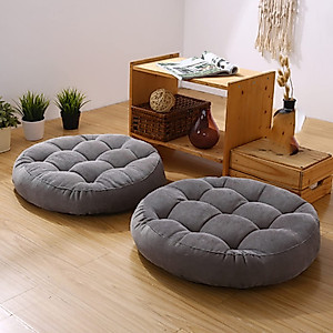 GEORPE Seat Cushion Japanese Futon Floor Pad for Sitting Chair Cushions Round Thick Tatami Mattress Home Office, Deep Blue, 21.65x21.65x3.93in/55x55x10cm