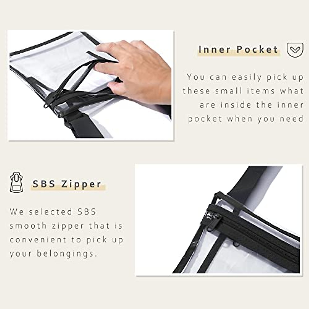 BAGAIL Clear Bag Stadium Approved Cross-Body Shoulder Messenger Bag Clear Purse with Adjustable Strap