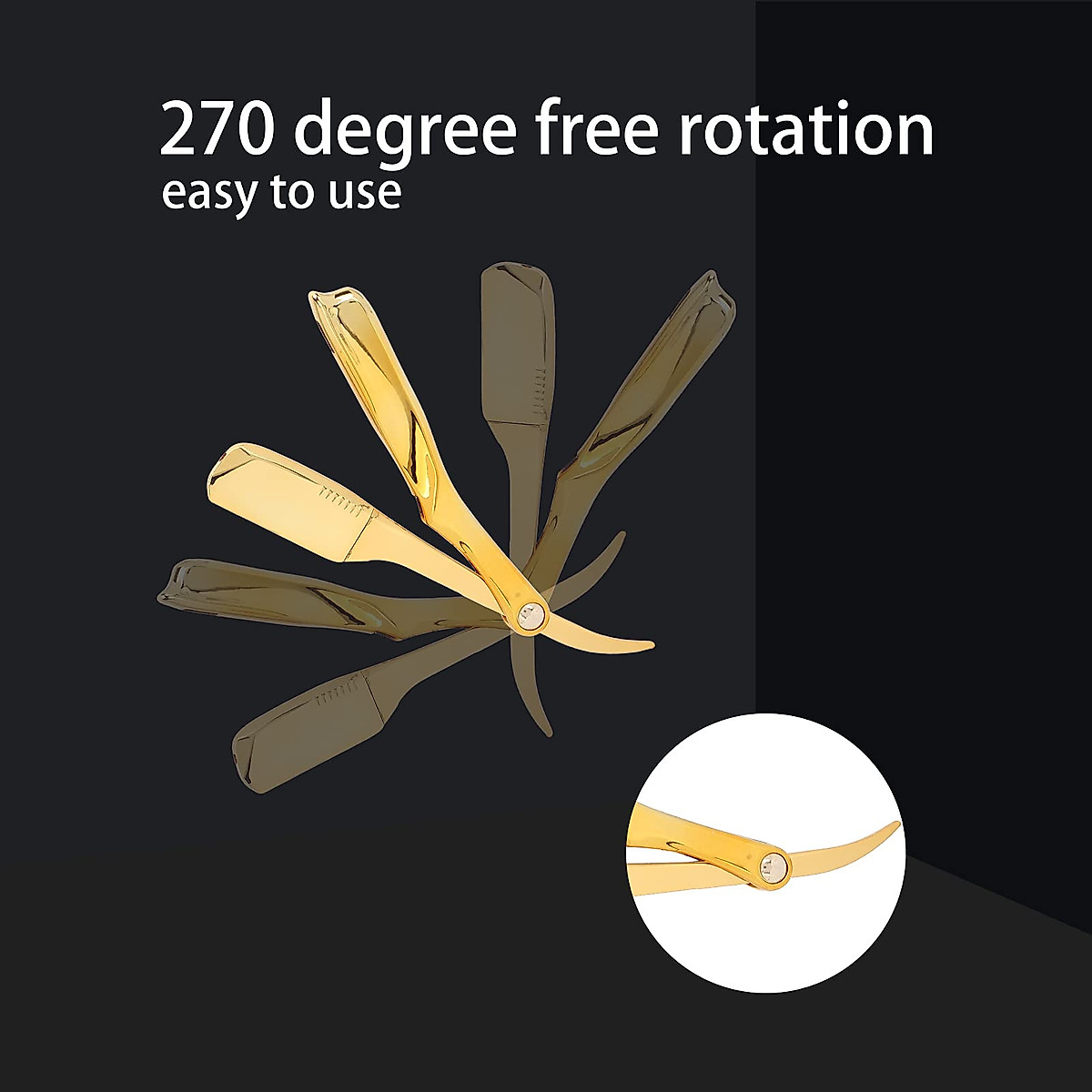 Razor Professional Foldable Straight Razor Barber Men's Razor Shaver Plating Blade Holder Razor Holder for Precise Beard Wet Shave(Golden plating)