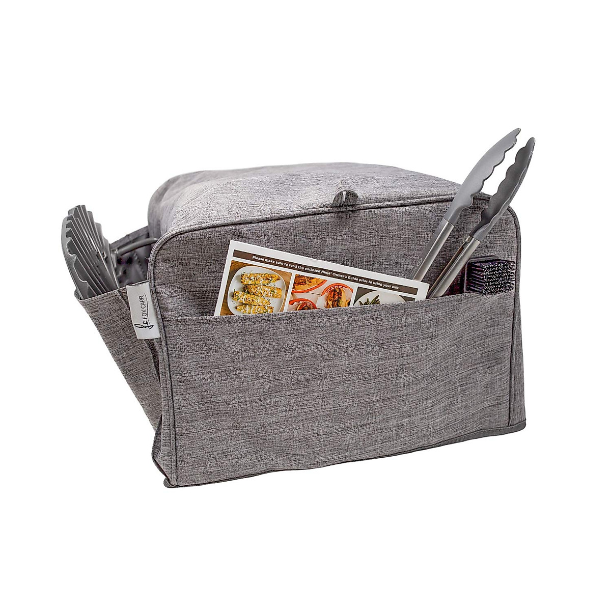 FoxCarr Dust Cover with Pockets Compatible with Ninja Foodi Grill, Heavy Duty Grill Cover with Wipe Clean Liner. Pocket to Hold Ninja air Fryer Grate. Pockets to Hold Your Ninja foodi Accessories…