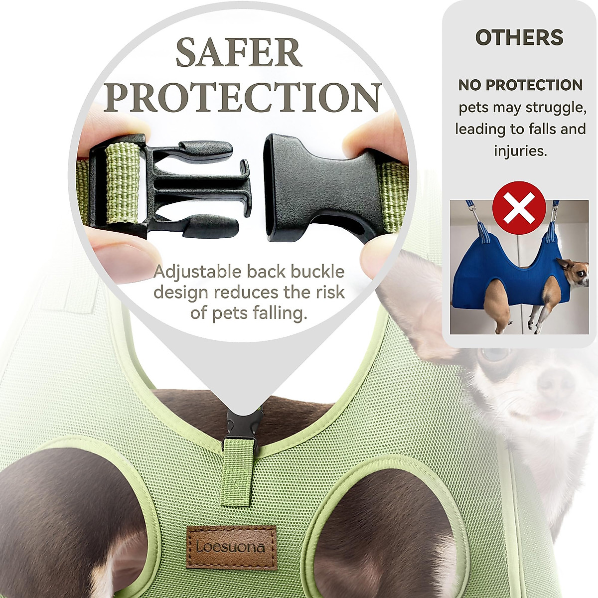 Loesuona Dog Grooming Hammock – for Dogs Cat Grooming Hammock,Dog Sling for Nail Trimming with Dog Nail Clippers for Small Dogs,Dog Hammock for Nail Trim,Dog Hanging Harness for Nail Trimming