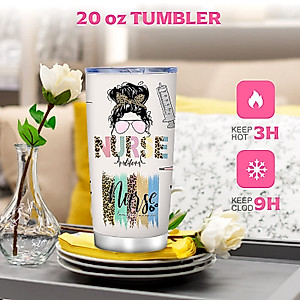 AYGE Nurse Gifts for Women, Nurses Week Gifts 2024- Thoughtful Nurse Appreciation Gift Set - Includes Stainless Steel Tumbler, Candle, Keyring, Bath Bomb, Badge Holder Reel, and Greeting Card