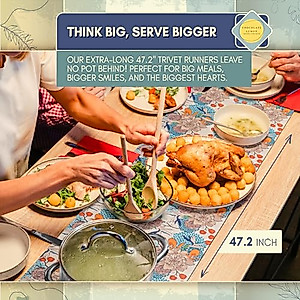 Long Dining Table Runner for Kitchen - Table Decor Trivet That Fits Farmhouse, Rustic and Boho Energy - Waterproof - Heat Resistant 350F - Handles Hot Dishes, Plates & Pots