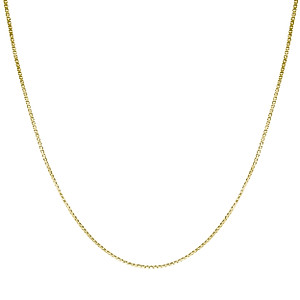 Honolulu Jewelry Company 14K Real Solid Yellow Gold 0.7mm Box Chain Necklace Lobster Clasp (16 Inches)