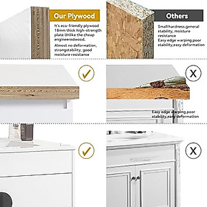 NOTOP 24" Bathroom Vanity with White Ceramic Sink Comb, Modern Freestanding Solid Wood Cabinet Set,Included Two Soft Close Doors with Black Zinc Alloy Handles & A Lower Open Shelf, 26IN