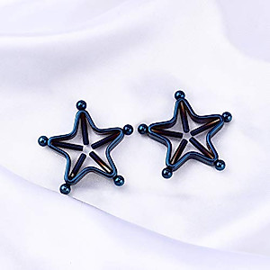 YOOJIA 1 Pair Adults Non-Piercings Nipple Shield Adjustable Body Piercing Geometric Stars Nipple Clamp Ring Body Jewelry #1 Blue One Size