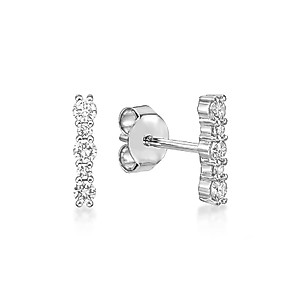 1/4 Carat Lab Grown Diamond Mini Bar Stud Earrings for Women in 10k White Gold (G-H, VS2-SI1, cttw) Post With Friction Back by Lavari Jewelers