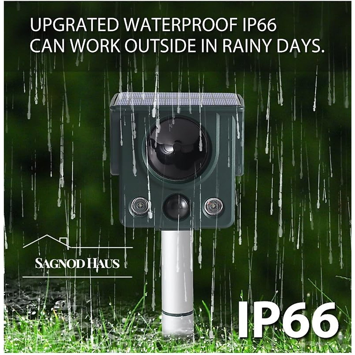 Animal Repellent Outdoor,Ultrasonic Pest Repeller with Motion, Light Sensor and Sound for Cat/Birds/Deer/Skunk/Rat/Squirrel. Deterrent Devices for Yard, Garden, Farm or Patio