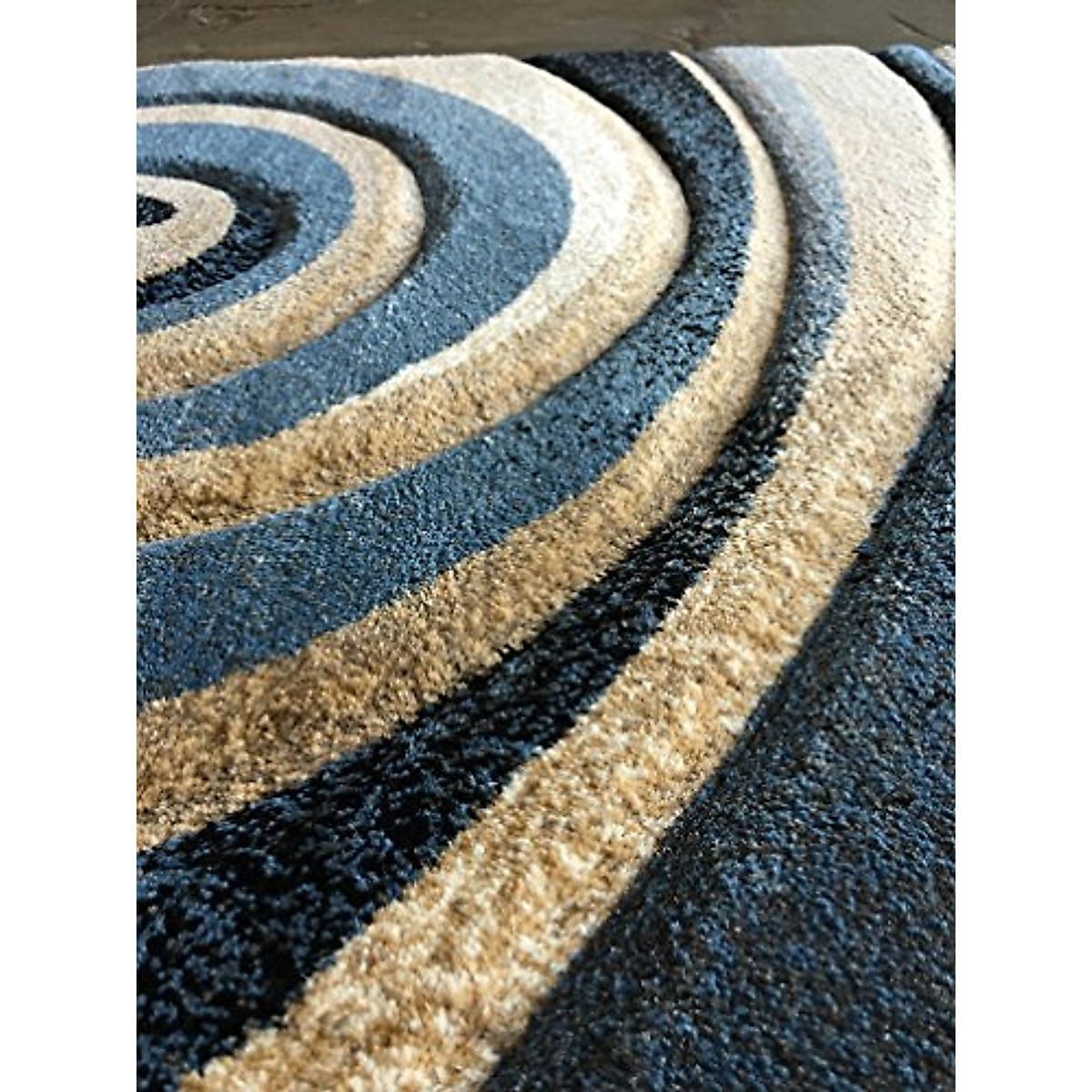 Modern Area Rug Blue Sculpture Design 258 (5 feet 2 inches x7 feet 1inch)