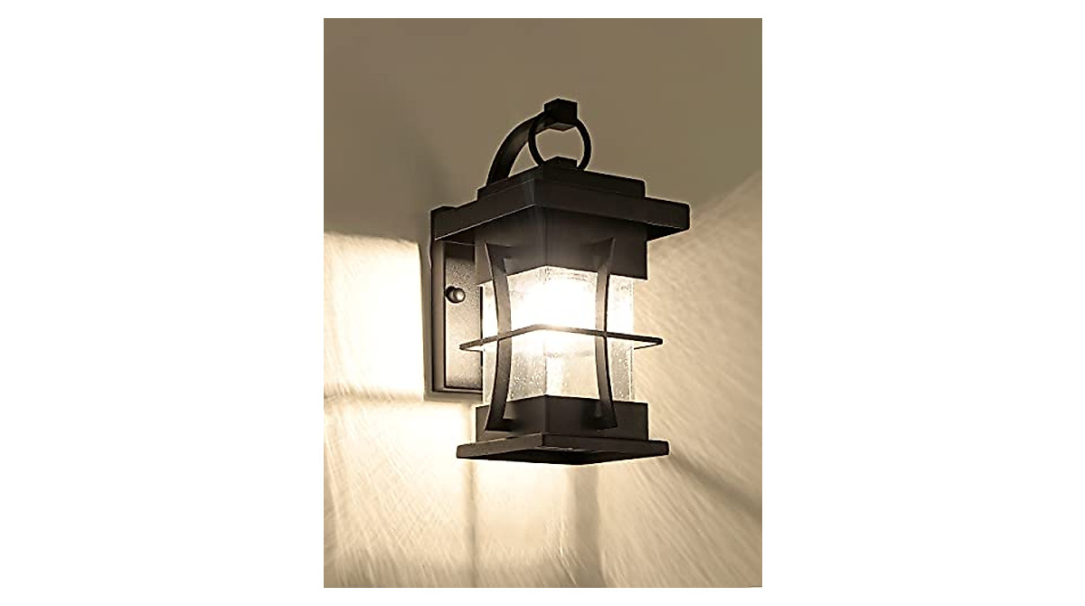 Outdoor Wall Lantern - Waterproof Black Metal Sconce for Patio & Garage